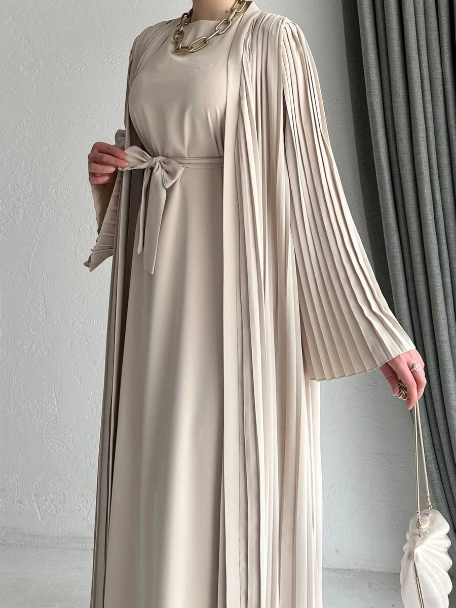 Hawwah Beige Abaya & Dress Set – Hijabimama